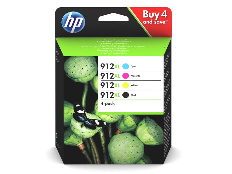 HP 912XL 4-Pack HC CyanMagentaYellowBlack Ink Cartridges 3YP34AE ...