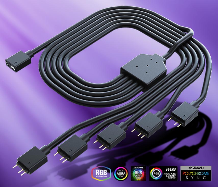 Cooler Master Addressable RGB 1-To-5 Splitter Cable MFX-AWHN-1NNN5-R1 ...